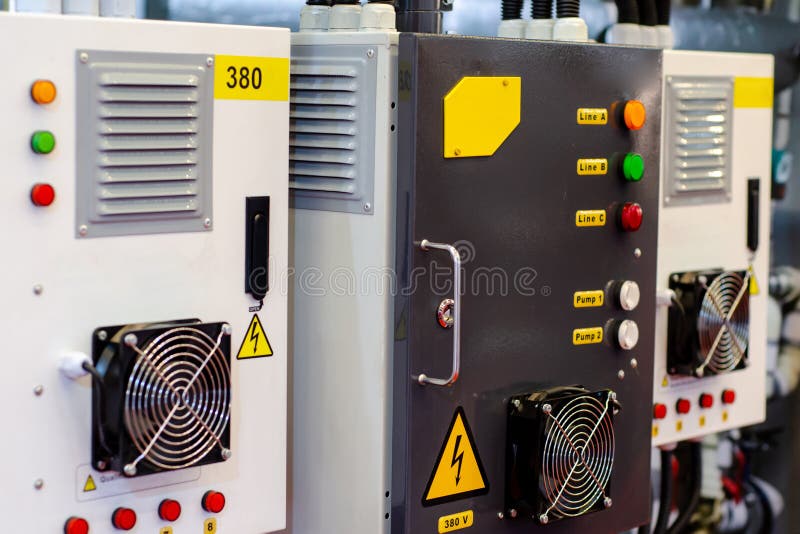 Close-up of Power Distribution Panels. Stock Photo - Image of automatic ...