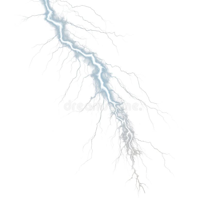 Close-up of Powerful and Dangerous Lightning Against a White or ...