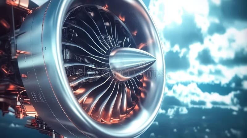 Close-up of a Powerful Turbofan Jet Engine, Showcasing Aircraft Engineering and Innovation ...