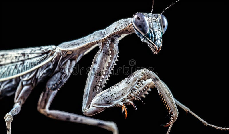 Close-up of a Praying Mantis Showcasing Intricate Details. Stock Photo ...