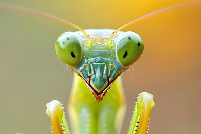 A Close Up of a Praying Mantisce S Head Stock Illustration ...