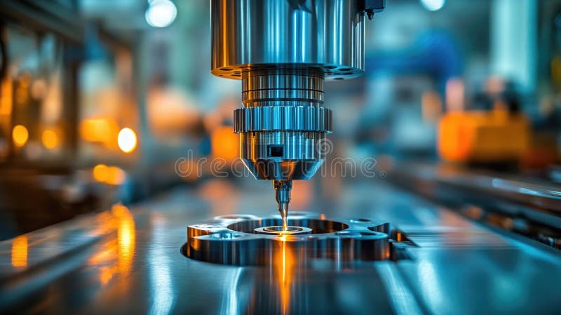 Close Up Precision Cnc Milling Machine Modern Industrial Setting Stock ...