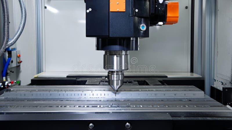 Close-up of a Precision CNC Milling Machine in Operation, Showcasing ...