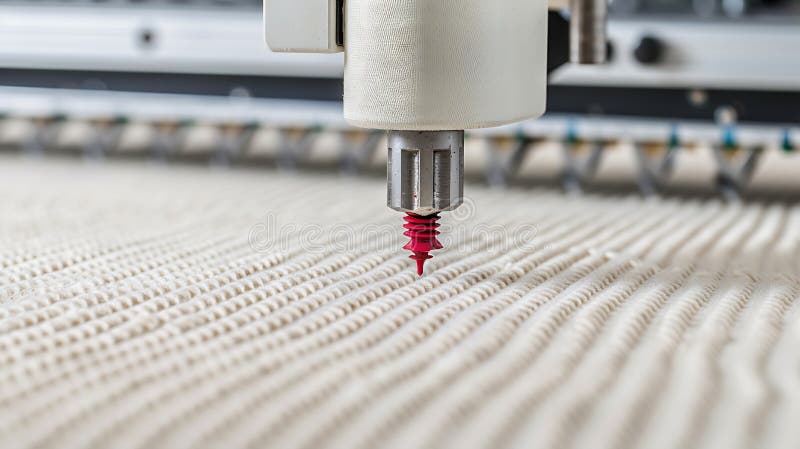 Close-Up of a Precision Cutting Tool in Action on Fabric Stock ...
