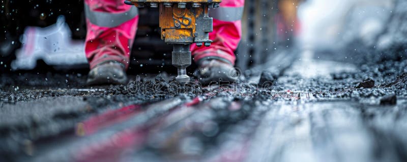 Close-up of Precision Drilling in Action with Flying Debris Stock Image ...