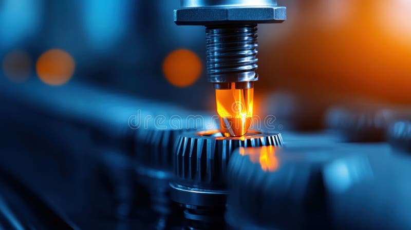 Close-up of a Precision Metalworking Process Stock Illustration ...