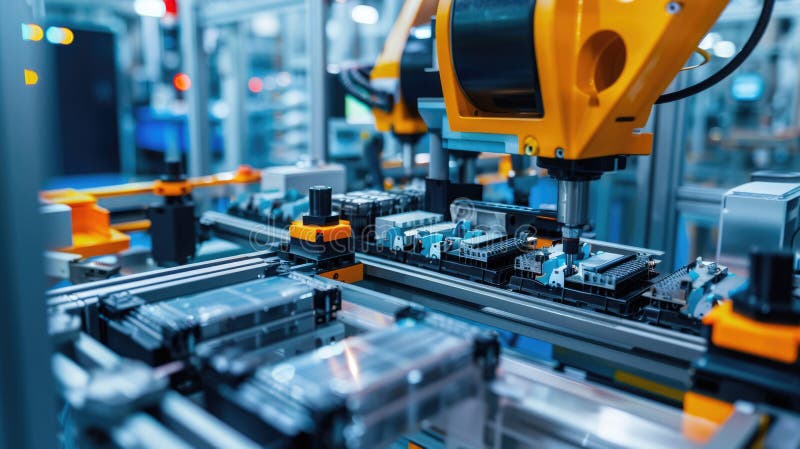 Automated Assembly Line for Electric Vehicle Batteries Stock Photo ...