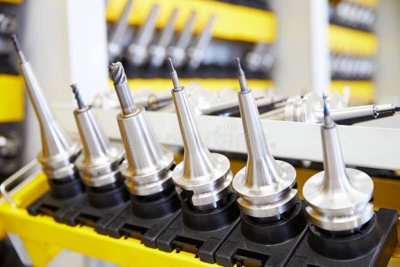 Close Up of Precision Tools Used on CNC Machinery Stock Image - Image ...