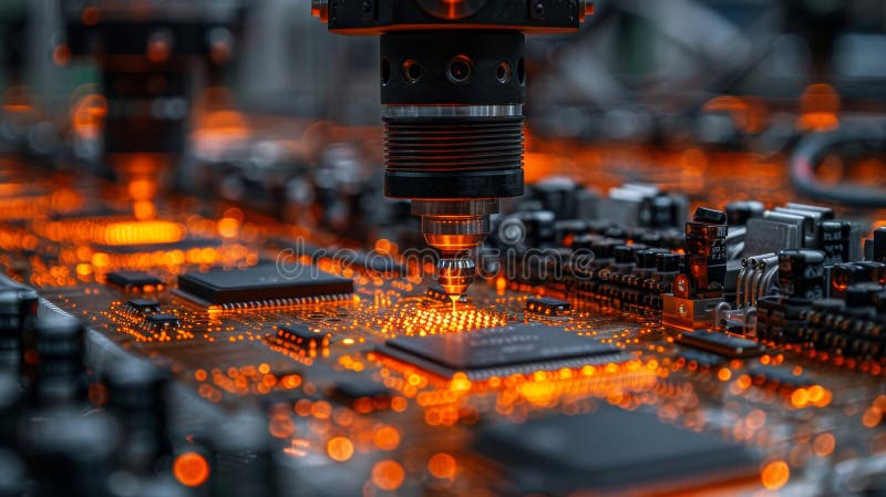Close-up of Precision Welding Process of Robot Making Nano Chips Stock ...
