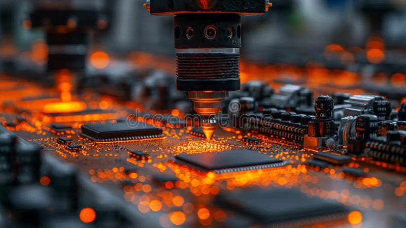 Close-up of Precision Welding Process of Robot Making Nano Chips Stock ...
