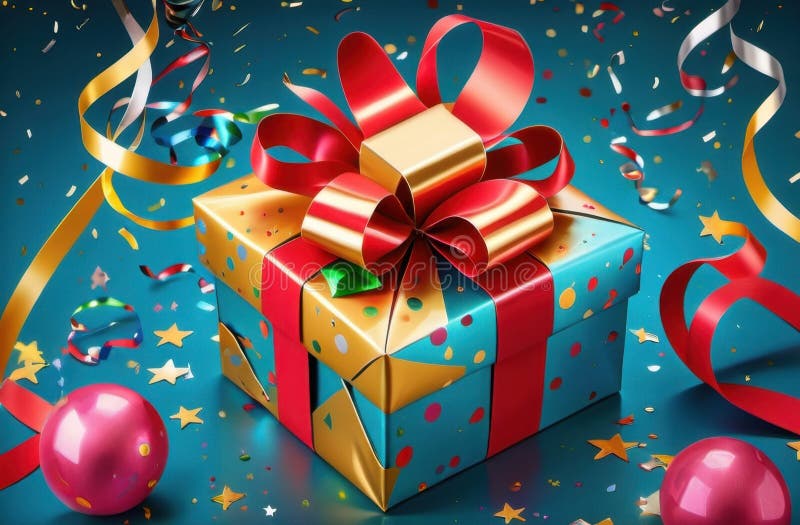 Close Up Present with Confetti at 29-11-2024 Stock Illustration ...