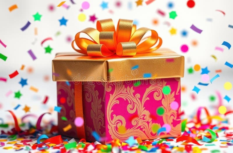 Close Up Present with Confetti at 29-11-2024 Stock Illustration ...