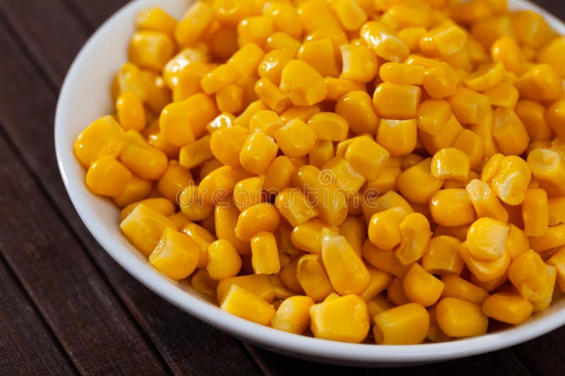 Macro Photo of Corn in Glass Bowl on Table Stock Photo - Image of ...