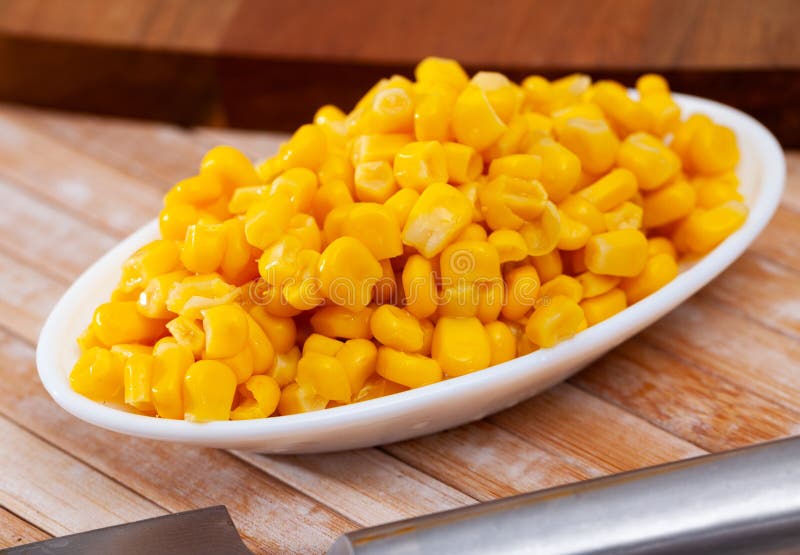 Macro Photo of Corn in Glass Bowl on Table Stock Photo - Image of ...