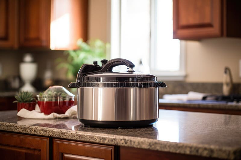 Close-up of Pressure Cooker on Kitchen Countertop Stock Illustration ...