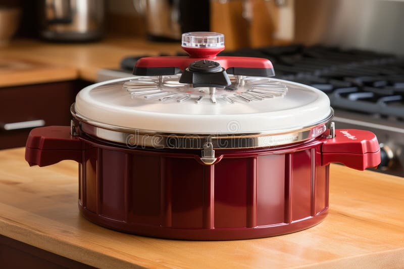 Close-up of Pressure Cooker Lid with Steam Release Stock Illustration ...