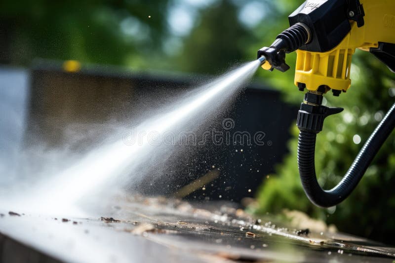 Close-up of Pressure Washer Nozzle Spraying Water Stock Illustration ...