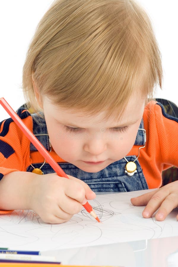 Close-up Pretty Baby Draw Color Pencil Picture. Image: 3647035