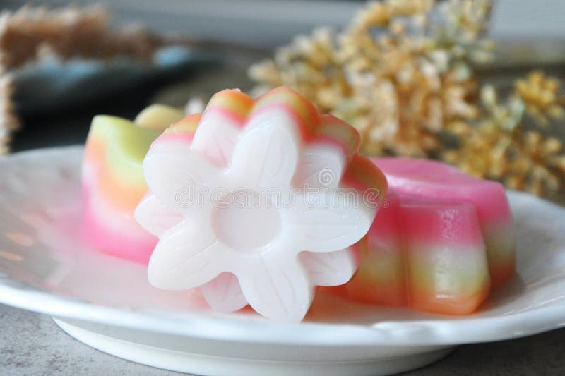Close Up Pretty Coconut Jelly in Flower Shape Stock Image - Image of ...