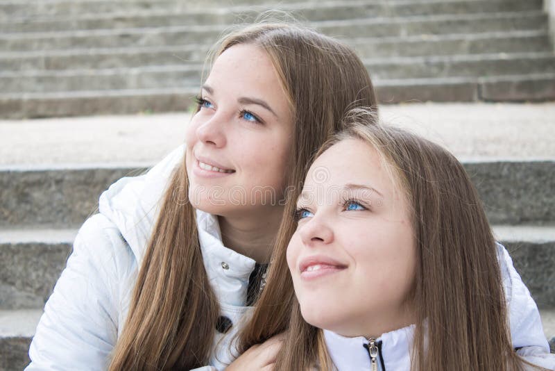Close-up of pretty twins stock photo. Image of human - 27326252
