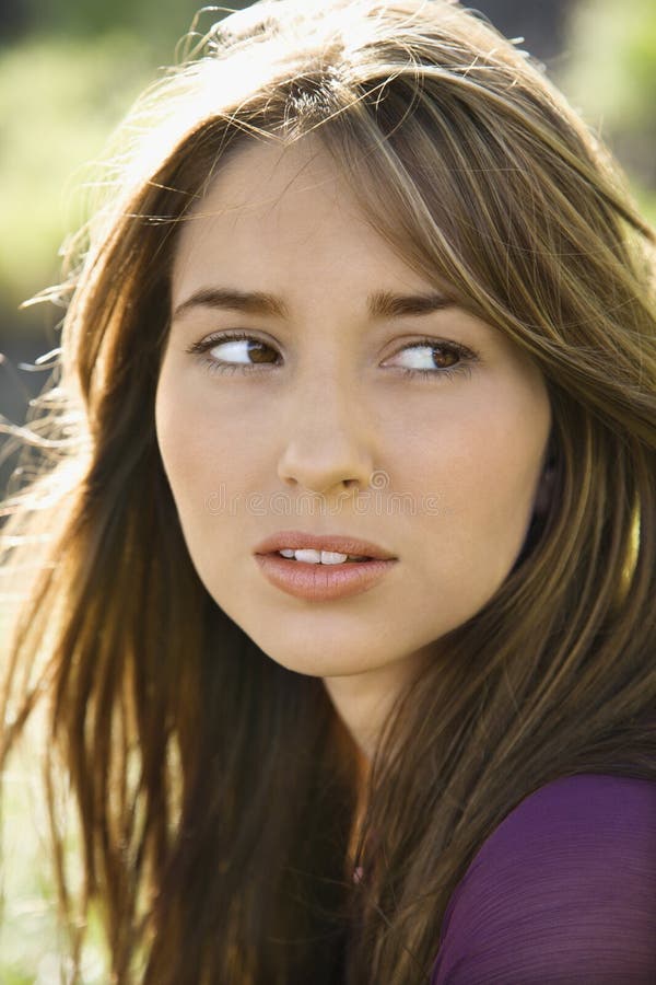 Close-up of pretty woman. stock image. Image of long, pretty - 2424259