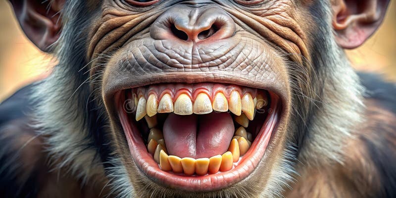 A Close-up of a Primate S Open Mouth Revealing Its Teeth. Generative AI ...