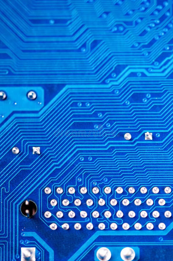 Close-up of a Printed Blue Computer Circuit Board Stock Image - Image ...