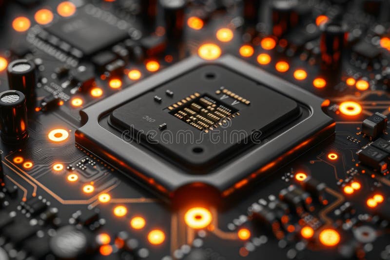 Close Up of a Printed Circuit Board Silhouette for Computer Production ...