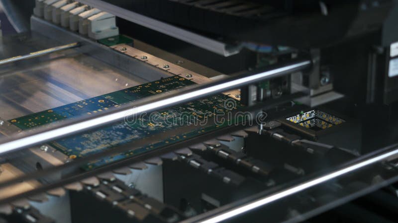 Close-up of Printed Circuit Board Which is Created by Special Automatic ...