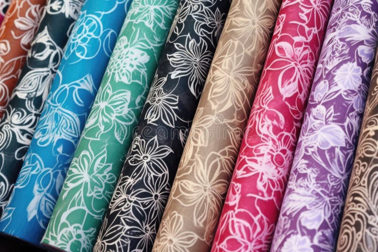 Close-up of Printed Patterns on Scrapbooking Paper Rolls Stock ...