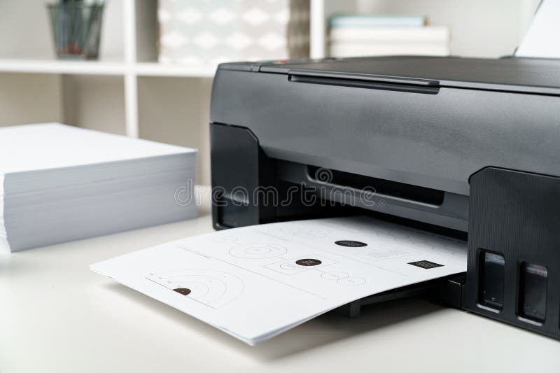 Close Up Printer Copier Device on Table in the Office Stock Image ...