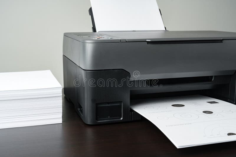 Close Up Printer Copier Device on Table in the Office Stock ...