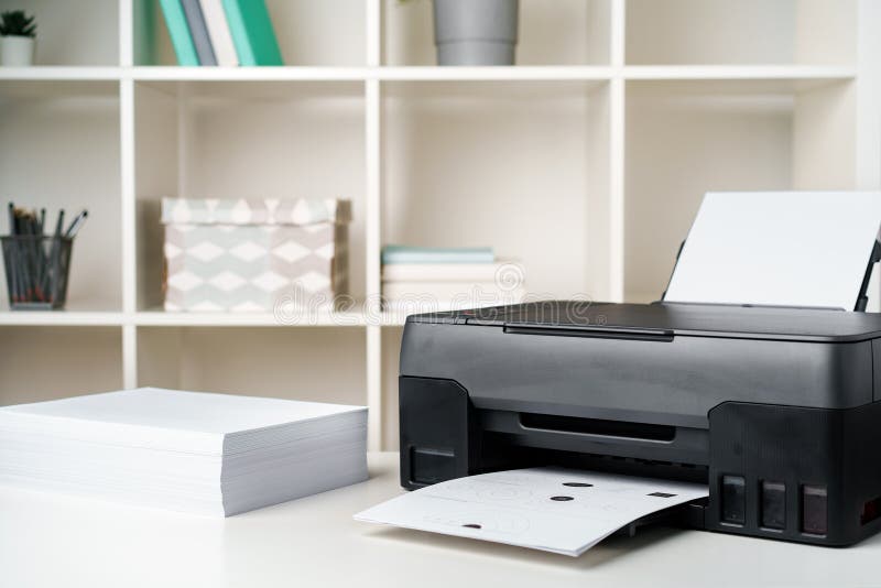 Close Up Printer Copier Device on Table in the Office Stock Image ...