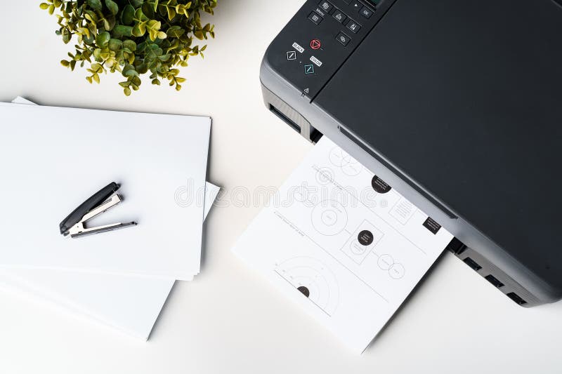 Close Up Printer Copier Device on Table in the Office Stock Photo ...