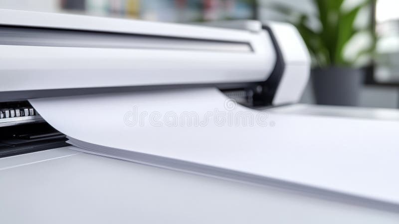 A Close Up of a Printer Cutting Paper with Some Plants in the ...