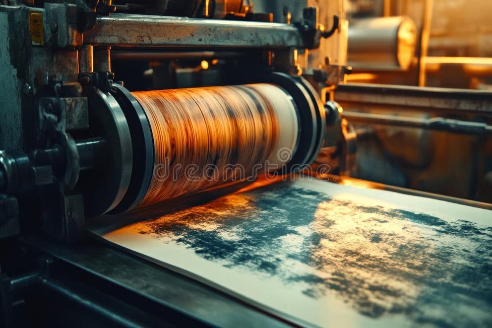Close-Up of a Printing Press in Action Stock Illustration ...