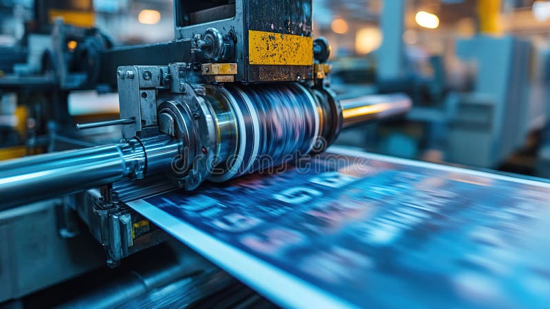Close-up of Printing Press Rollers in Action, Printing Process, Sheet ...