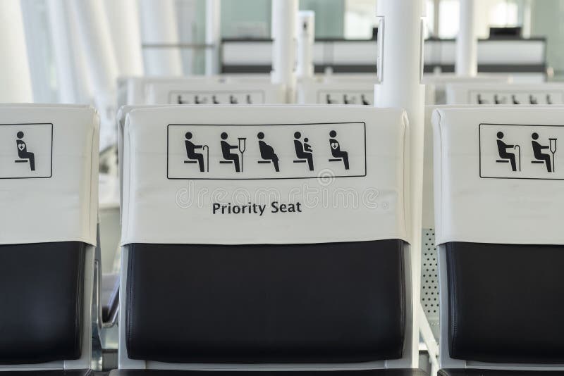 Close-up Priority seat stock photo. Image of instruction - 142111658