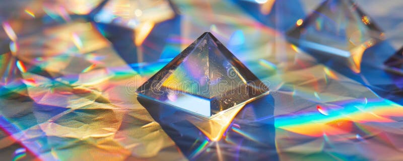 Close-up of a Prism with Light Refraction - Optical Physics Concept ...