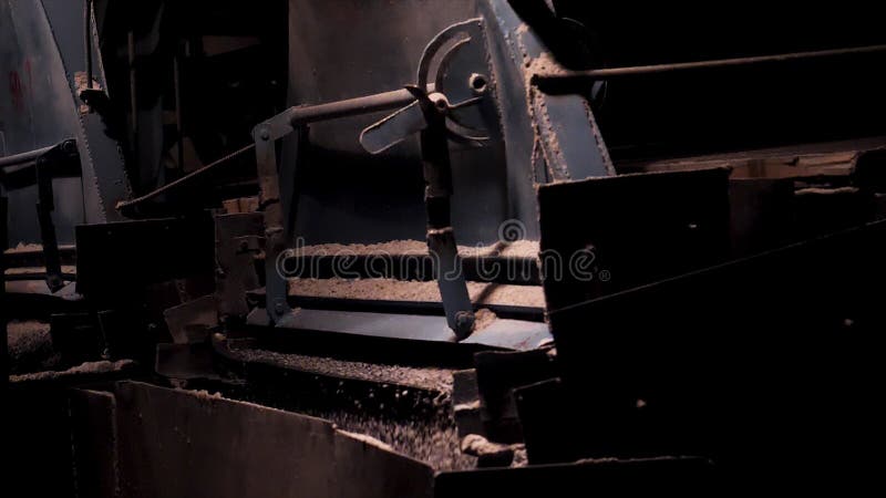 Close Up Process of Crushed Rubble Falling, Mining Industry. Crushing ...