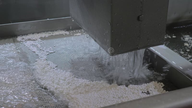 Water Flow with Plastic Granules, Pellets, Recycling Machine ...