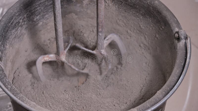 Close-up of the Process of Kneading a Building Dry Mix of Crushed Stone ...