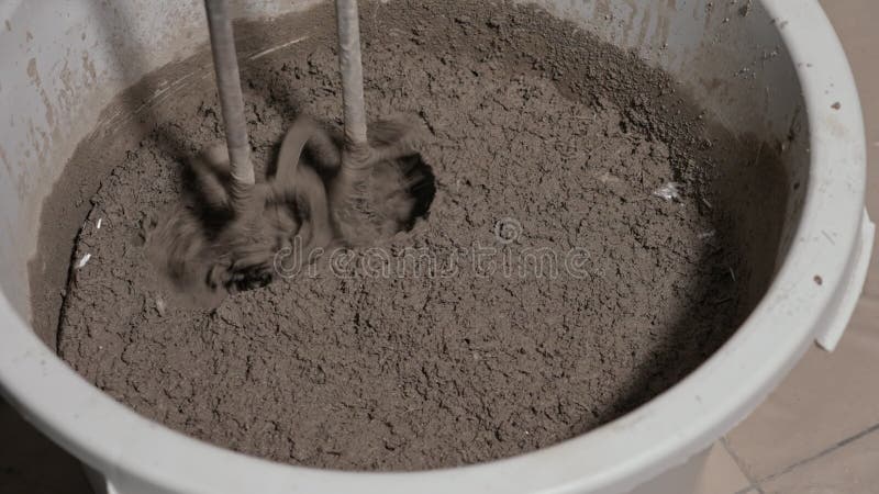 Close-up of the Process of Kneading a Building Dry Mix of Crushed Stone ...