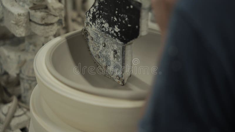 Close-up of the Process of Making a Ceramic or Clay Plate Stock Video ...