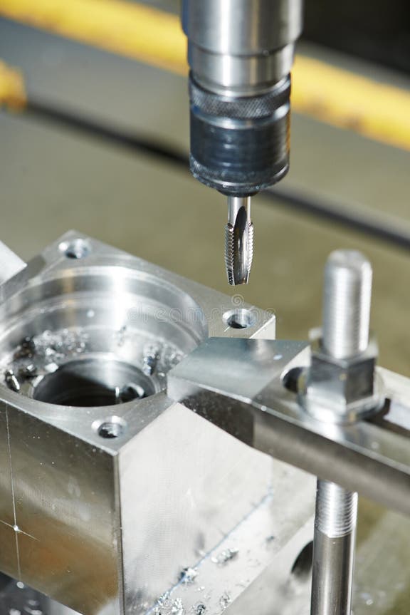 Close-up Process of Metal Threading Stock Image - Image of industrial ...