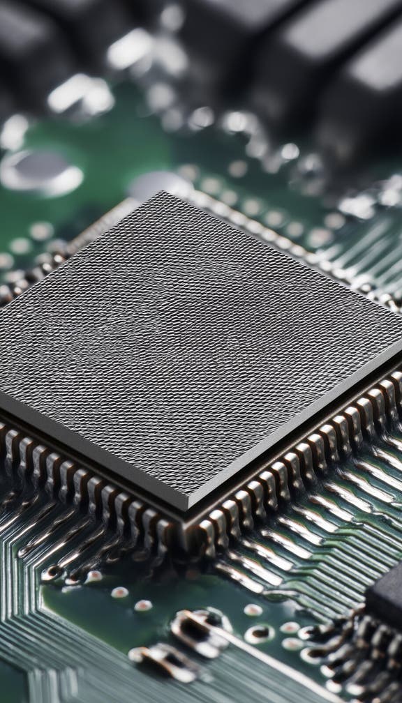 Close Up of a Processor Chip on a Circuit Board Showcasing Surface ...