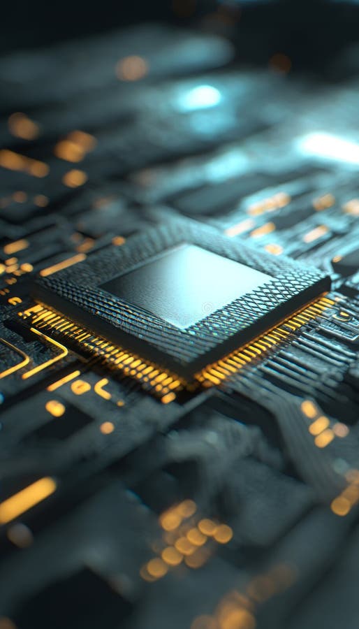 Close Up of Processor Chip on Circuit Board Showcasing Surface Texture ...