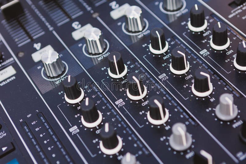 Close-up of a Professional Audio Mixer S Faders and Knobs Stock Photo ...