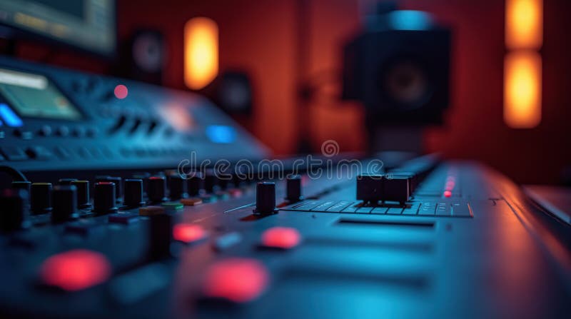 Close-Up of Professional Audio Mixing Console in Studio Lighting ...