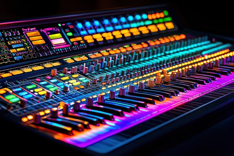 Close-up of a Professional Audio Mixing Console Stock Illustration ...
